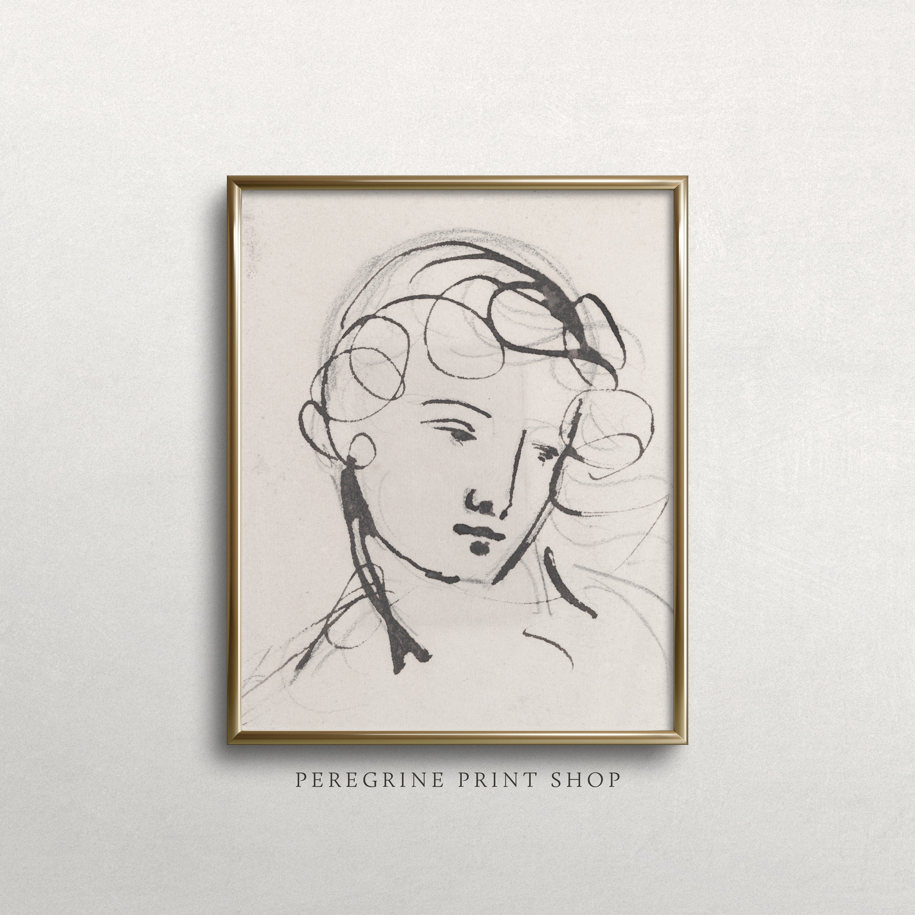 Portrait Sketch Vintage Portrait Wall Art Vintage Pencil - Etsy