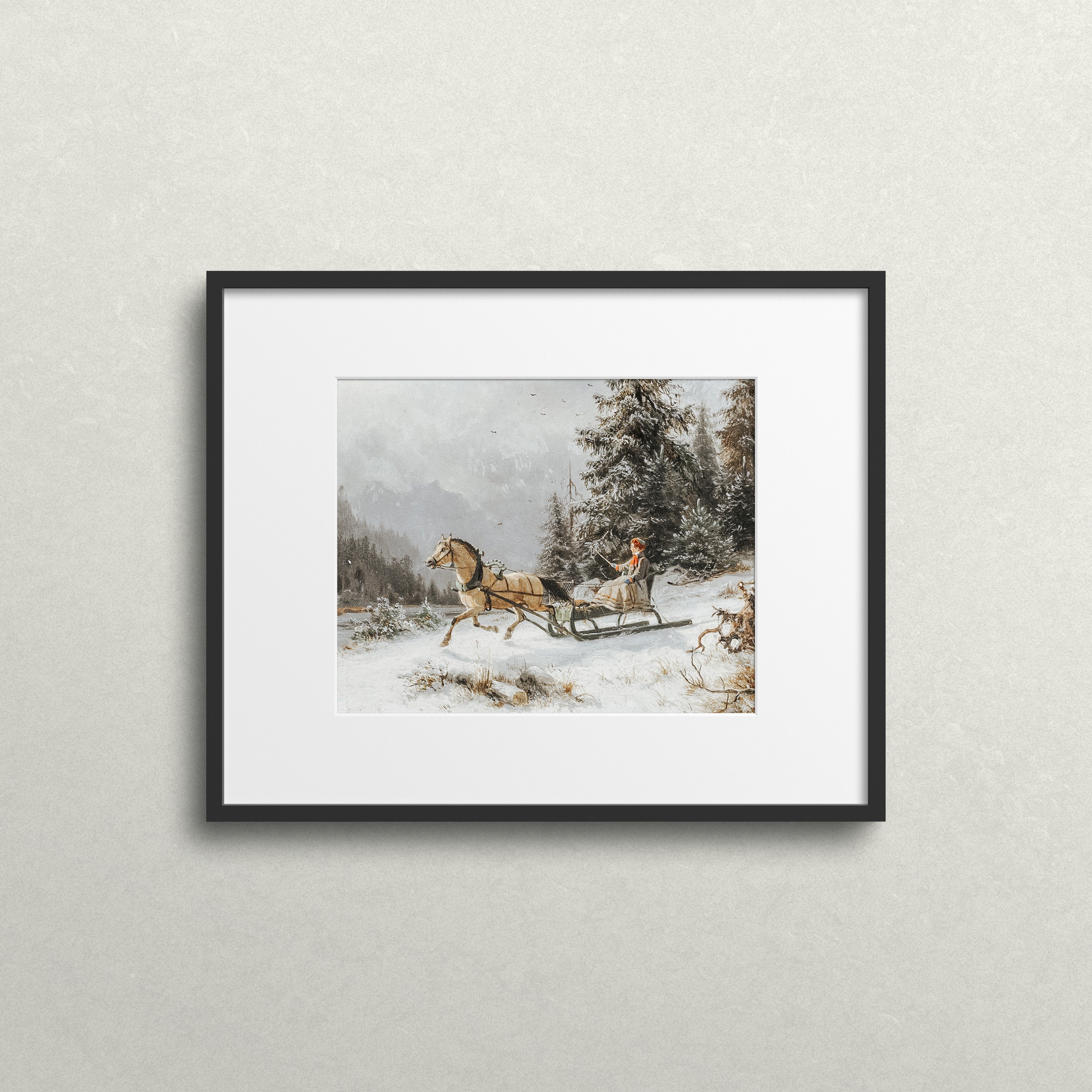 Christmas Sleigh Ride Vintage Winter Landscape Painting - Etsy