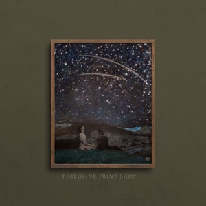 Fall Stars | Shooting Star Painting | Moody Wall Art | Unique Art ...