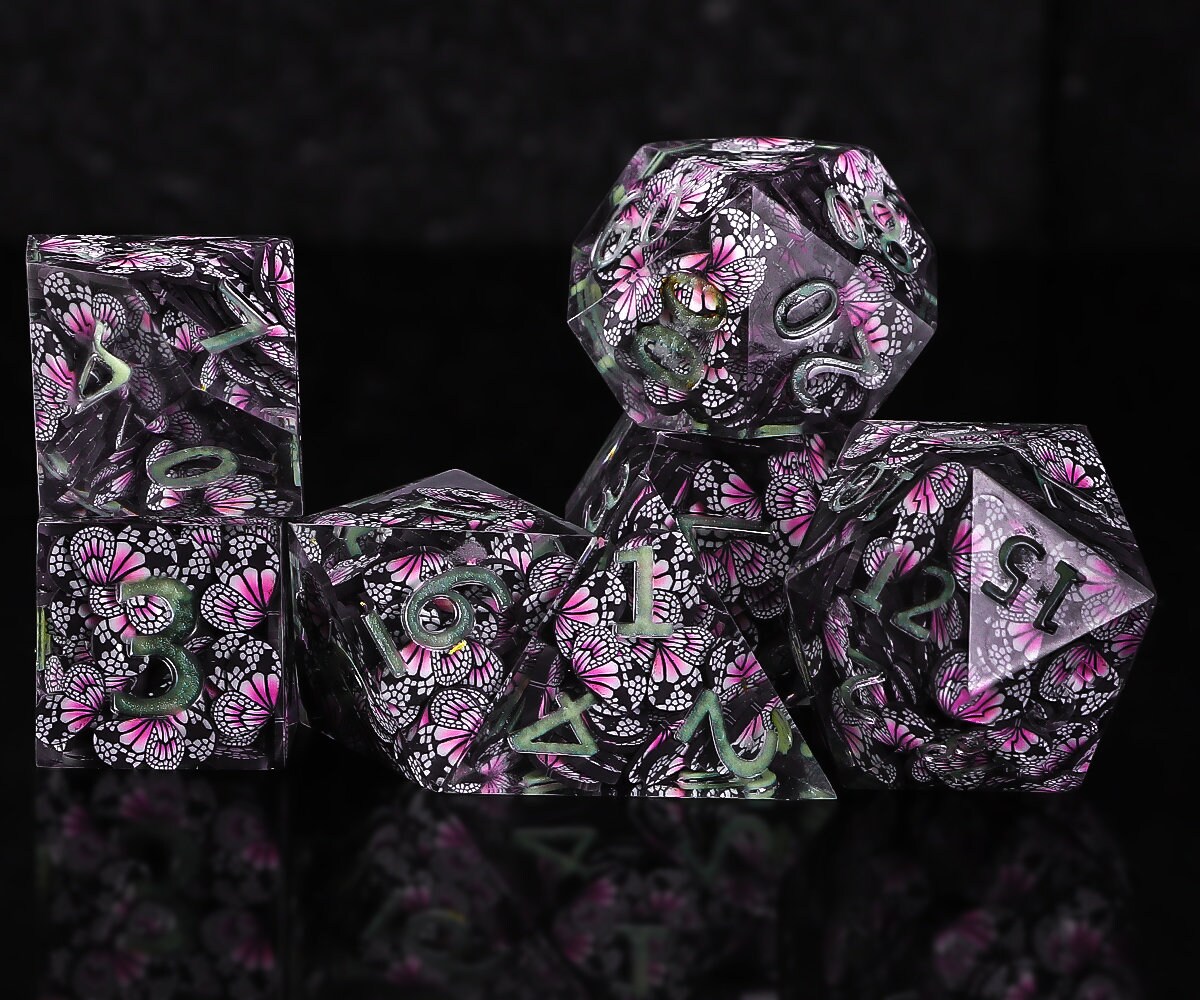 Fluorescent Dnd Resin Dice Butterfly Sharp Edge Dice Set Dnd - Etsy UK