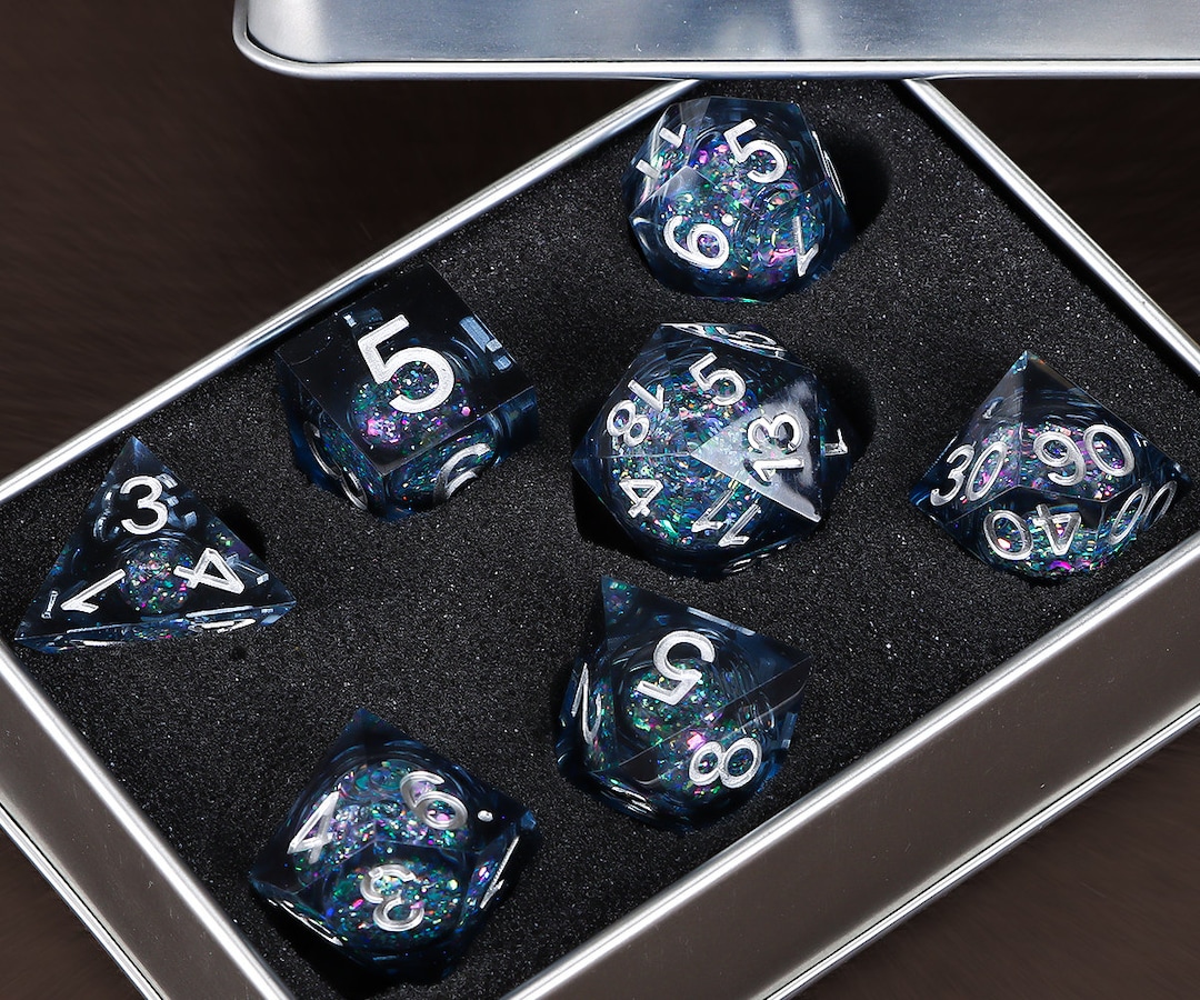 Starry Sky Liquid Core Dnd Dice, Handmade Liquid Core Resin Dice, Resin Sharp Edge Dice ...