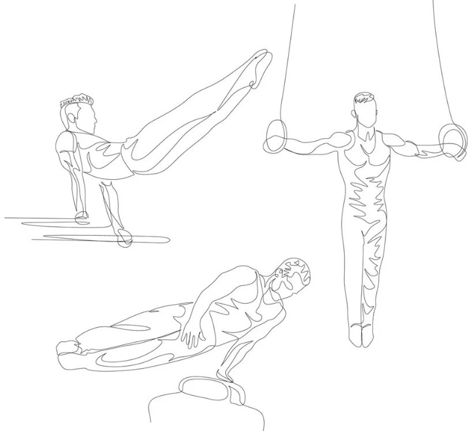 Continuous One Line Gymnast Doing Various Exercise Image - Etsy