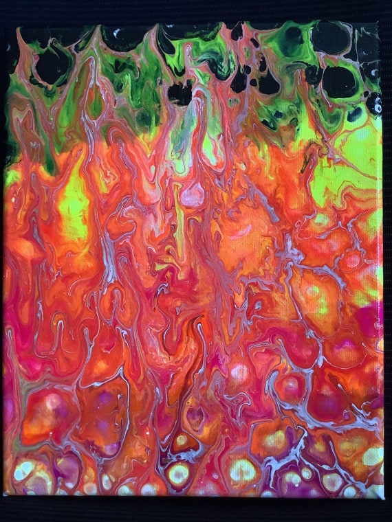 Neon Fire 8x10 Blacklight Pour Painting - Etsy