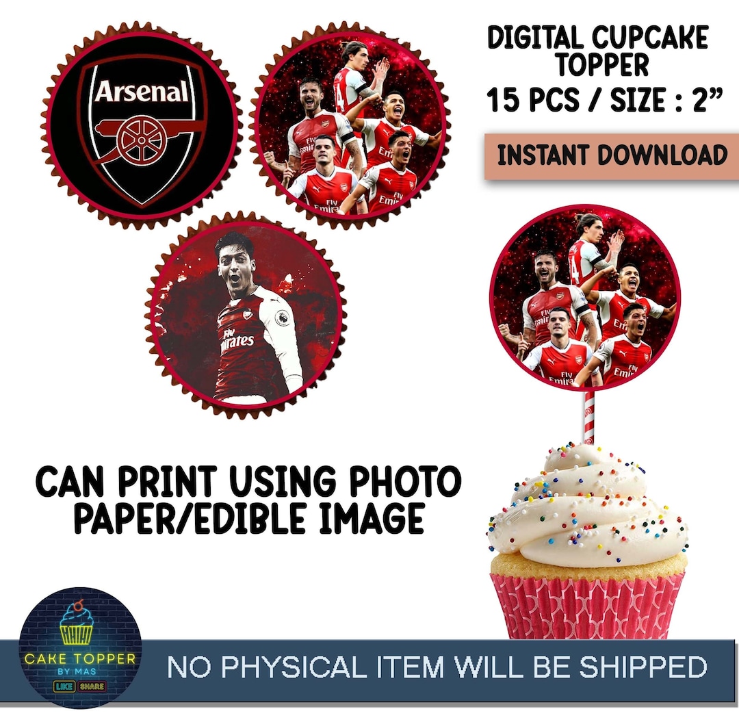 DIGITAL Arsenal Cupcake Topper, Cupcake Topper, Birthday Party ...