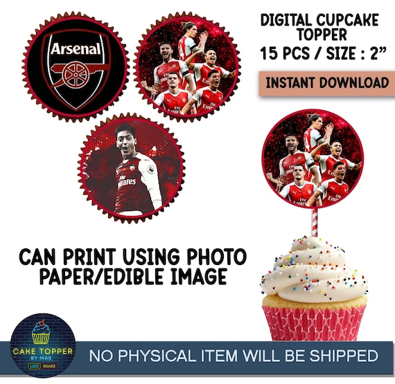 DIGITAL Arsenal Cupcake Topper Cupcake Topper Birthday Party - Etsy