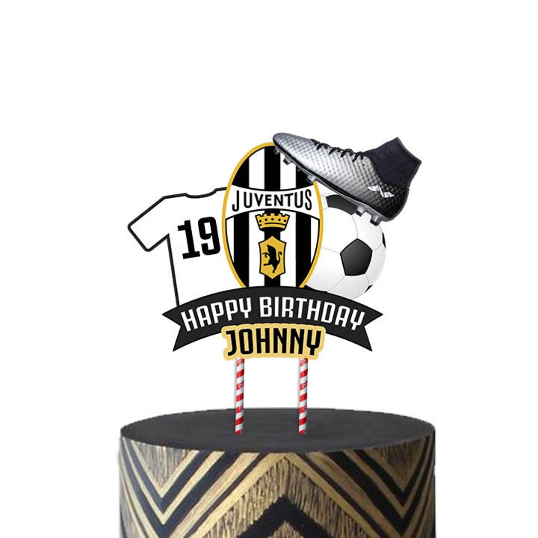 DIGITAL JUVENTUS Cake Topper, Football Cake Topper, Black Cake Topper ...