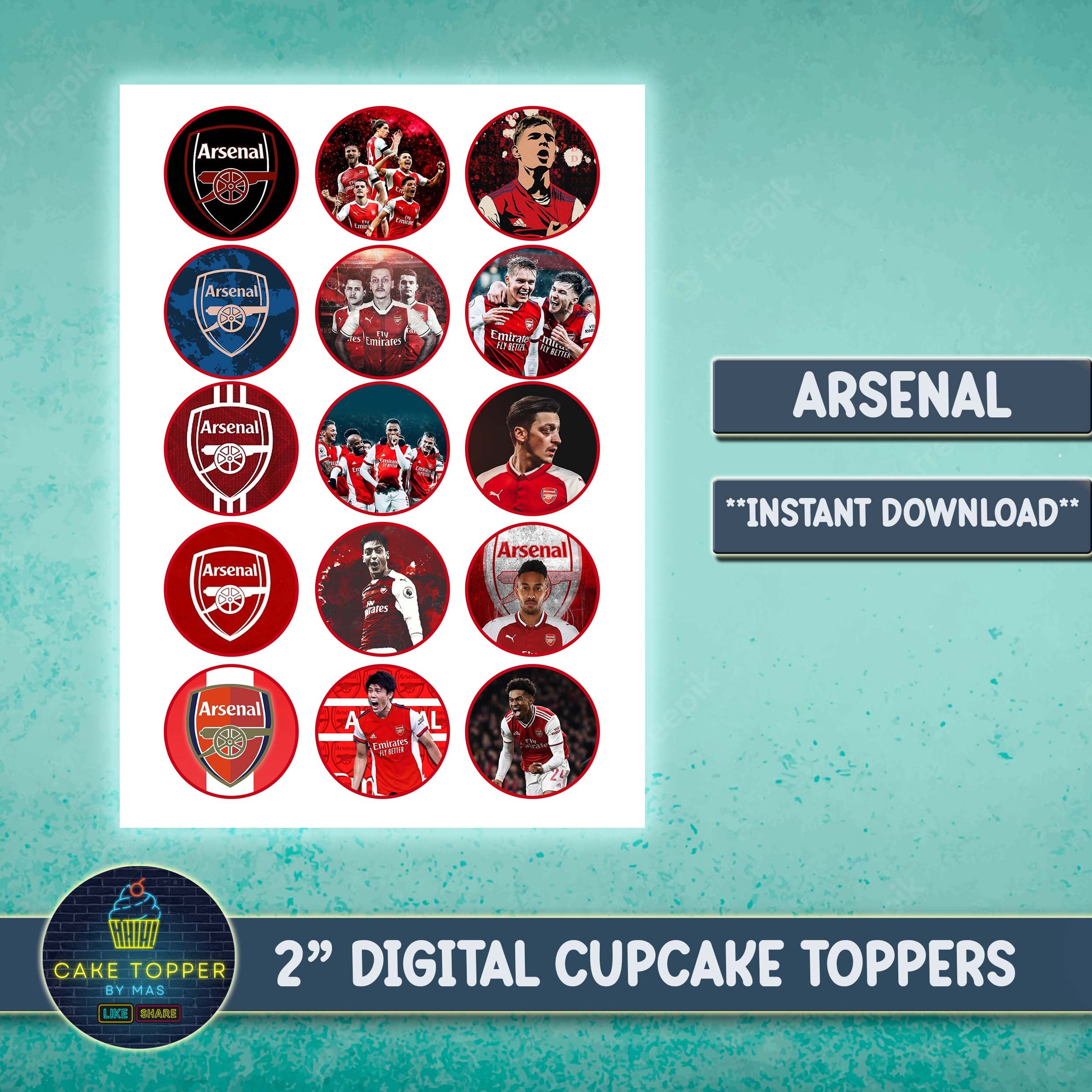 DIGITAL Arsenal Cupcake Topper Cupcake Topper Birthday Party - Etsy