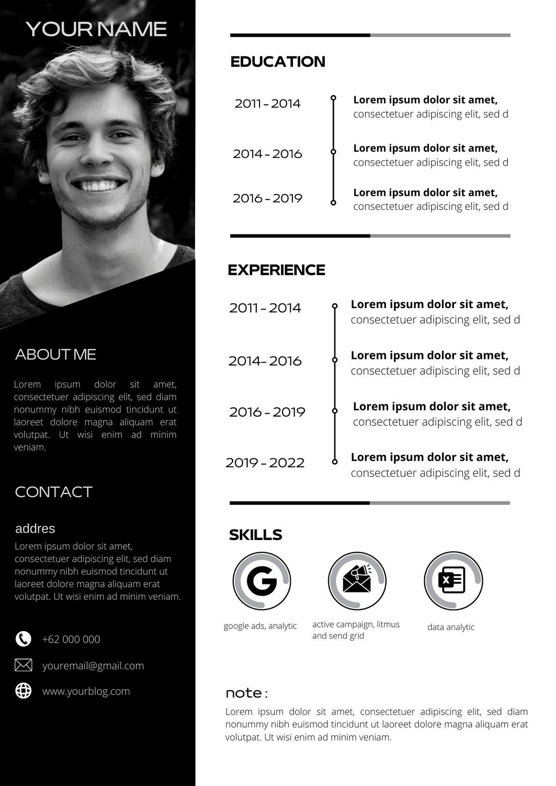 Modern Resume Template, Clean Executive CV Design for Canva - Etsy
