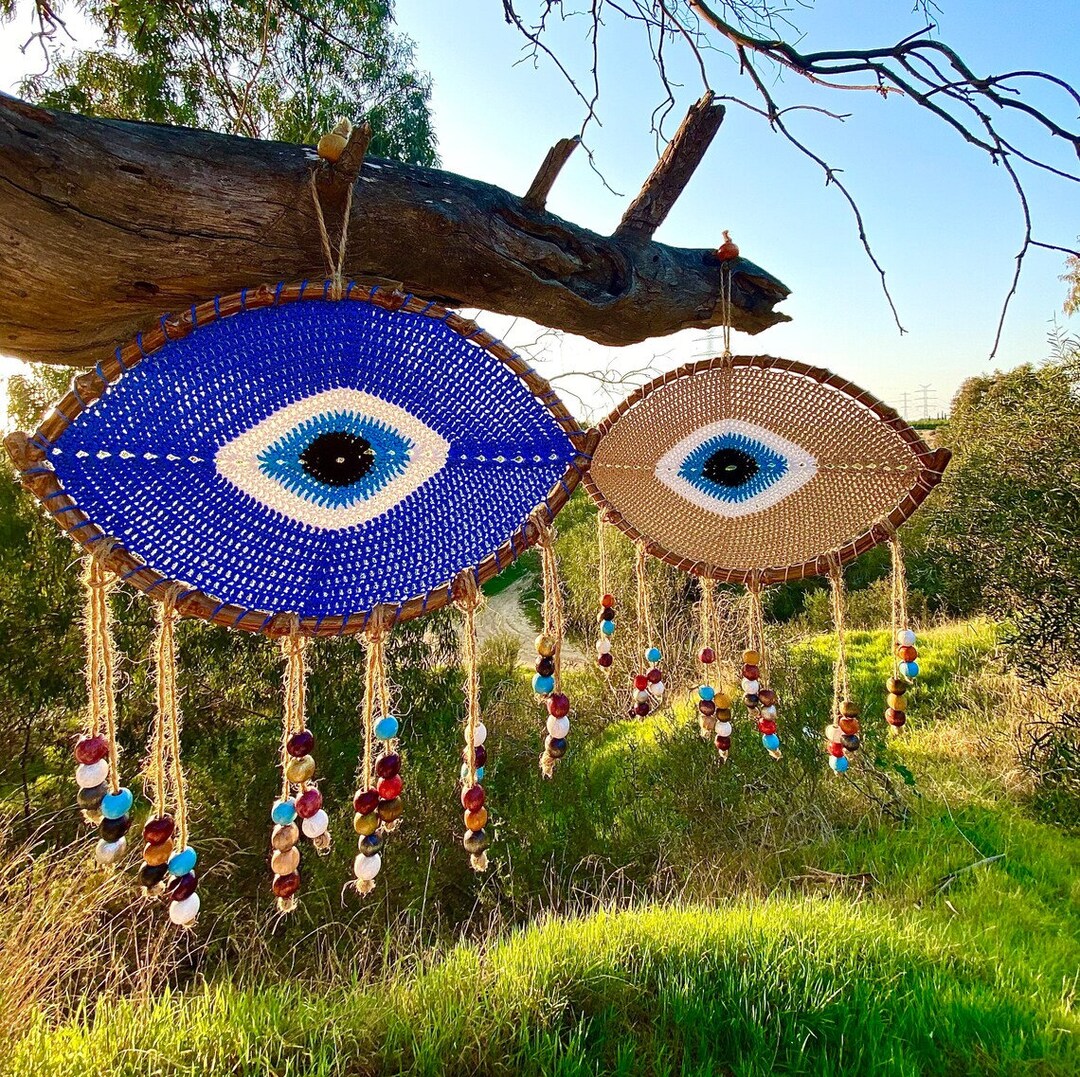 Evil Eye Wall Hanging, Crochet Evil Eye, Nazar Amulet, Home Decor,good ...