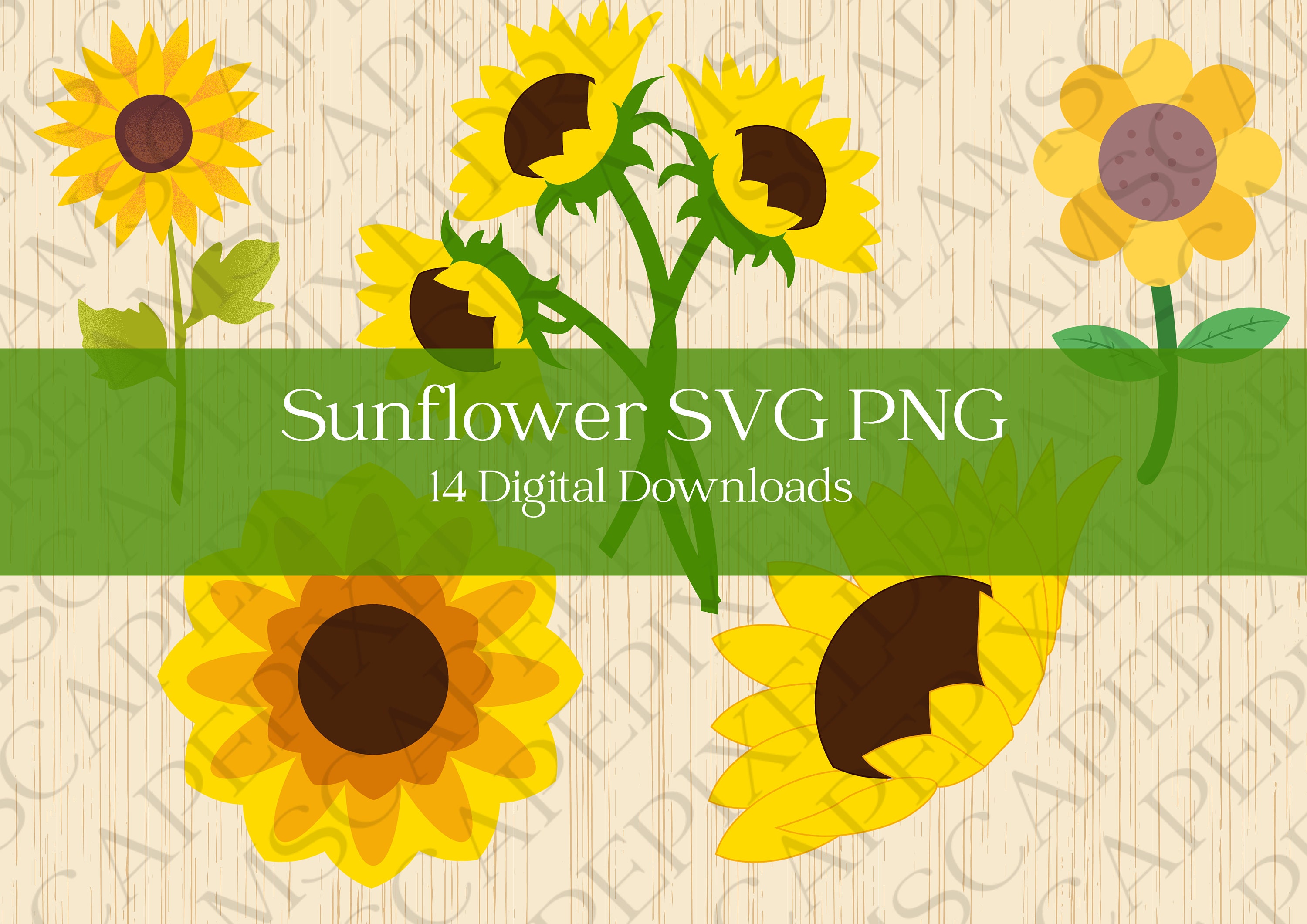 Sunflower Svg Bundle Sunflower Svg Cut File Cricut Half Sunflower