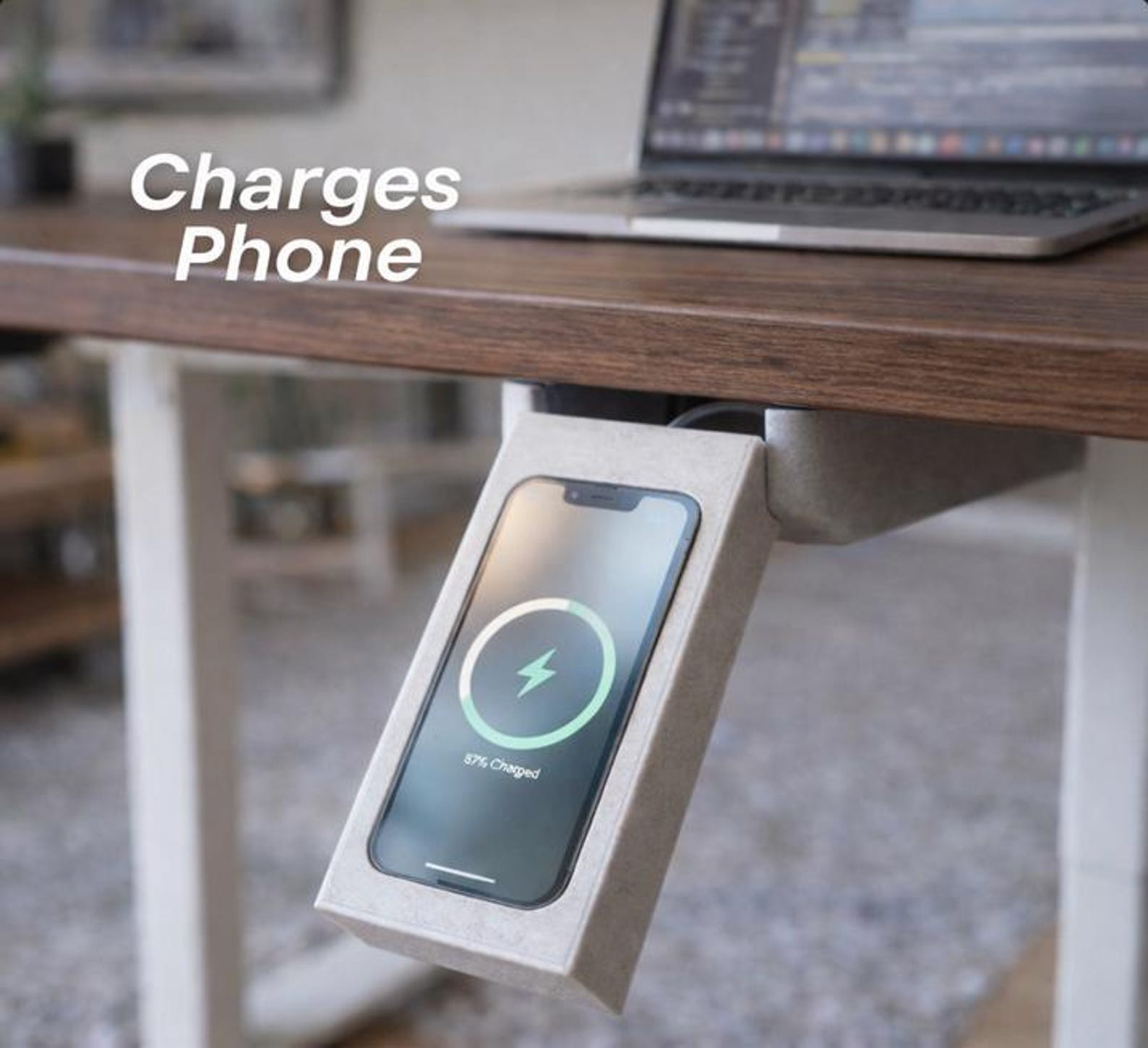 Under Desk iPhone Productivity Vault – Hidden Wireless Charging Drawer ...