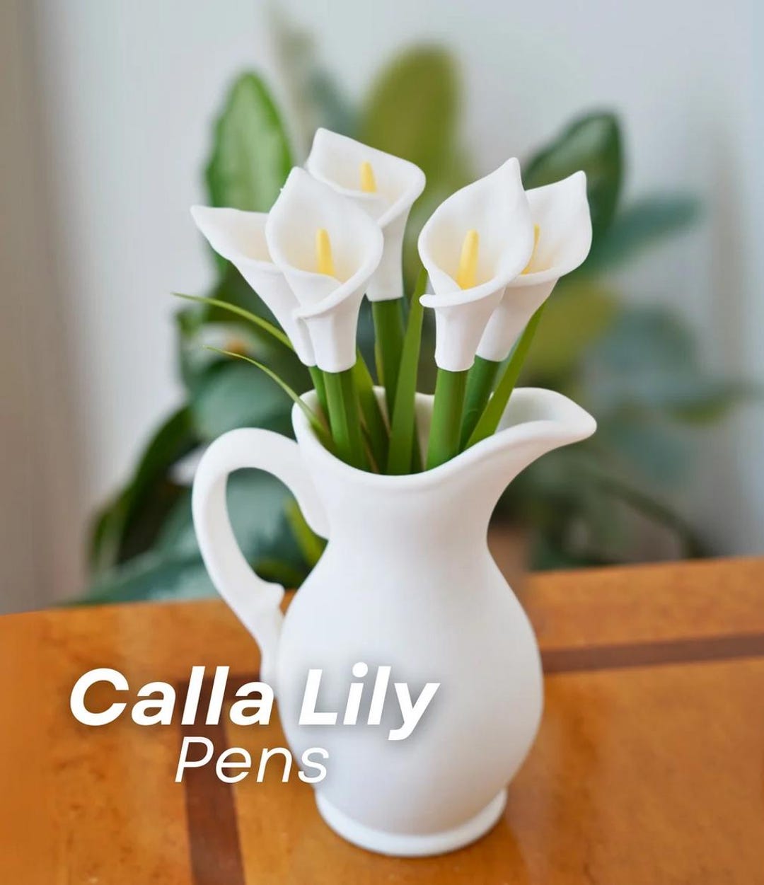 Calla Lily Pens With Vase – Decorative Flower Pen Set & Bookmark Leaves ...