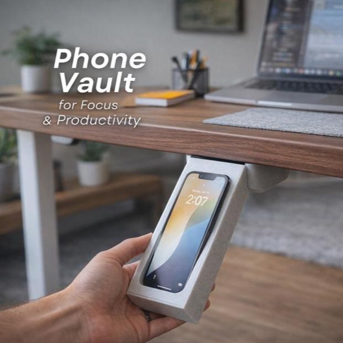 Under Desk iPhone Productivity Vault – Hidden Wireless Charging Drawer ...