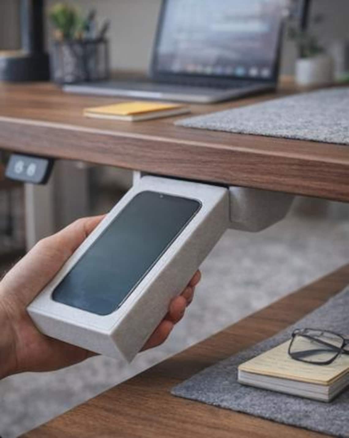 Under Desk iPhone Productivity Vault – Hidden Wireless Charging Drawer ...