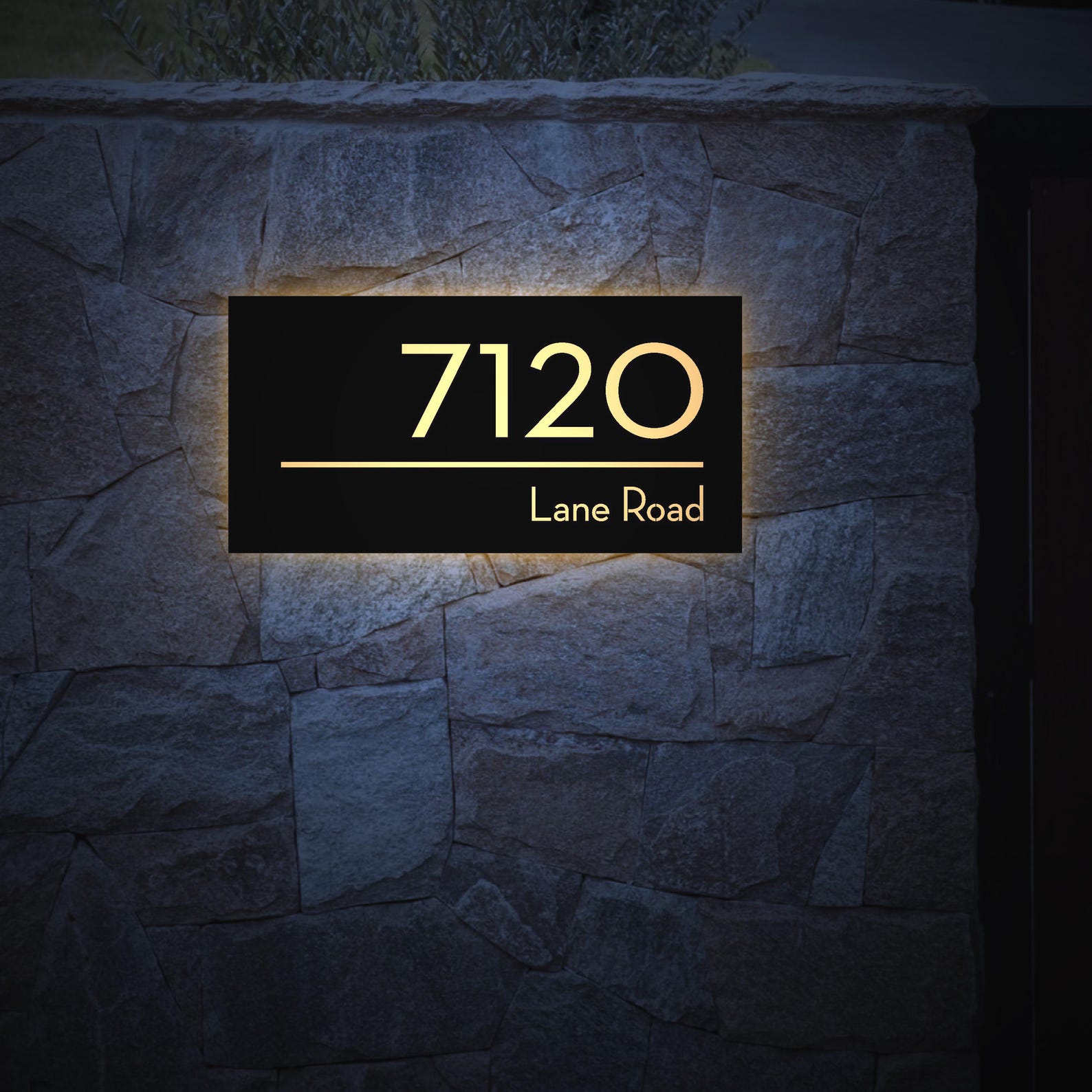 LED Backlit House Number Sign Address Plaque Modern Illuminated House ...