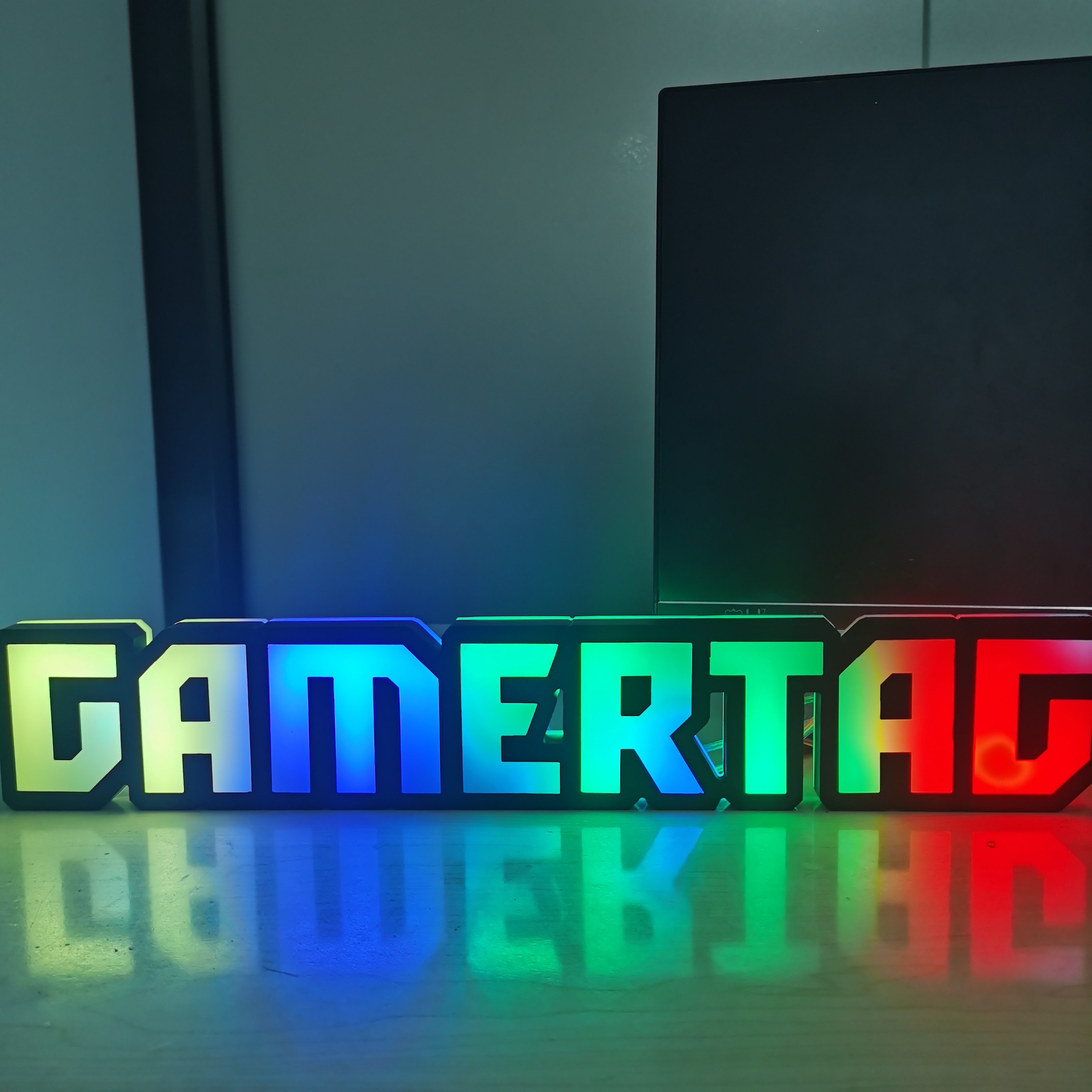3D Print Gamer Tag Name Tag RGB Desktop Shelf Decor Youtube Live Stream ...