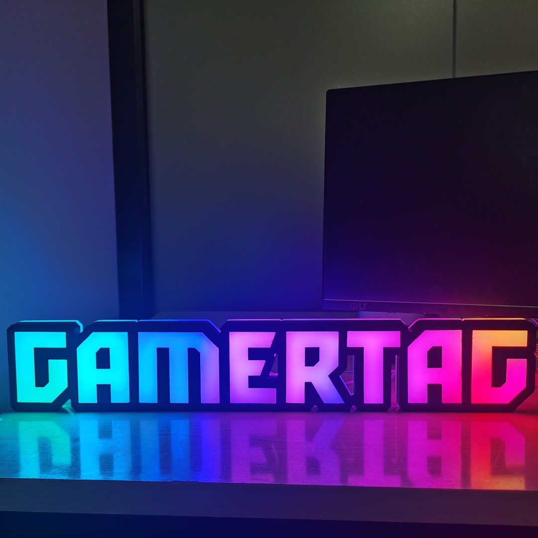 3D Print Gamer Tag Name Tag RGB Desktop Shelf Decor Youtube Live Stream ...