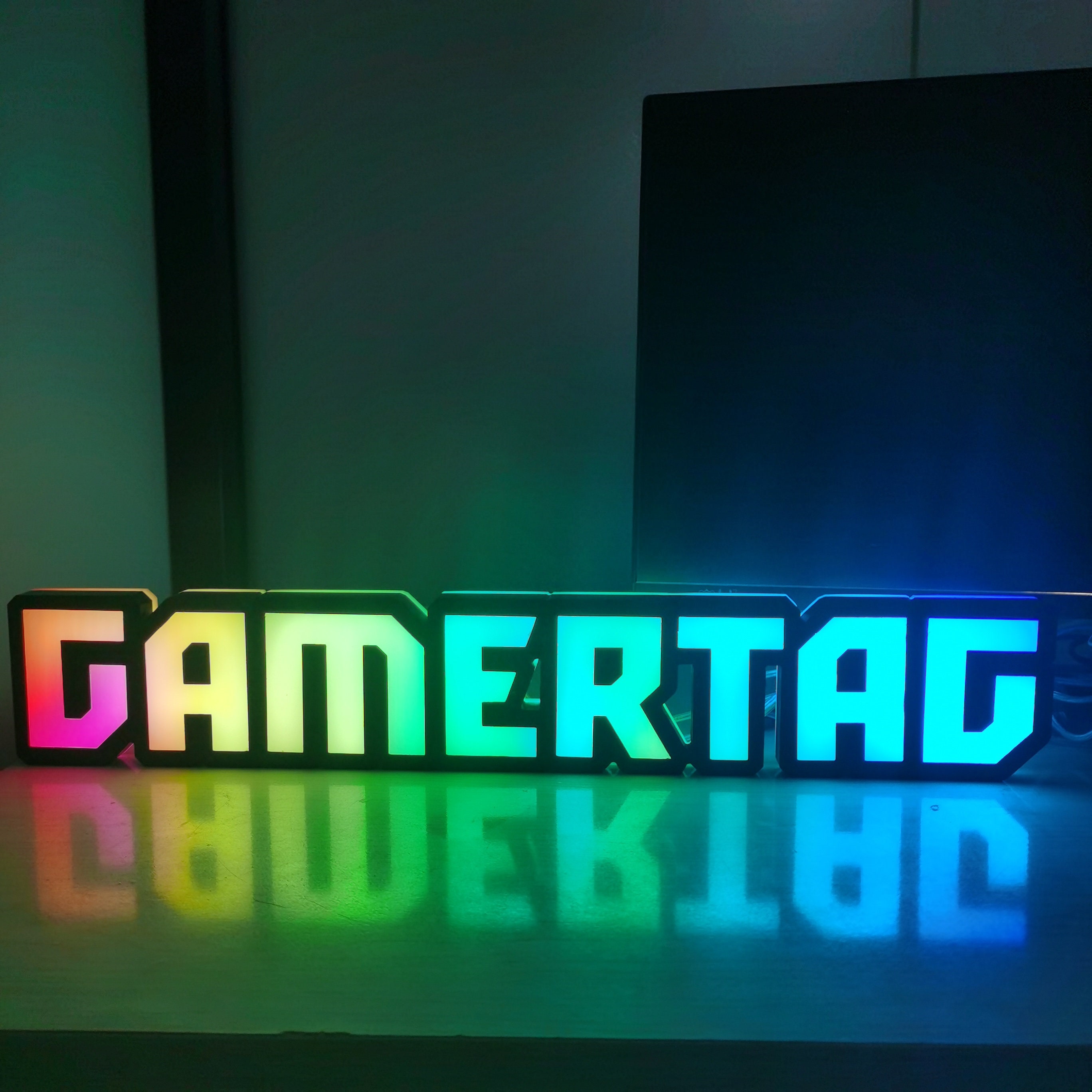 3D Print Gamer Tag Name Tag RGB Desktop Shelf Decor Youtube Live Stream ...