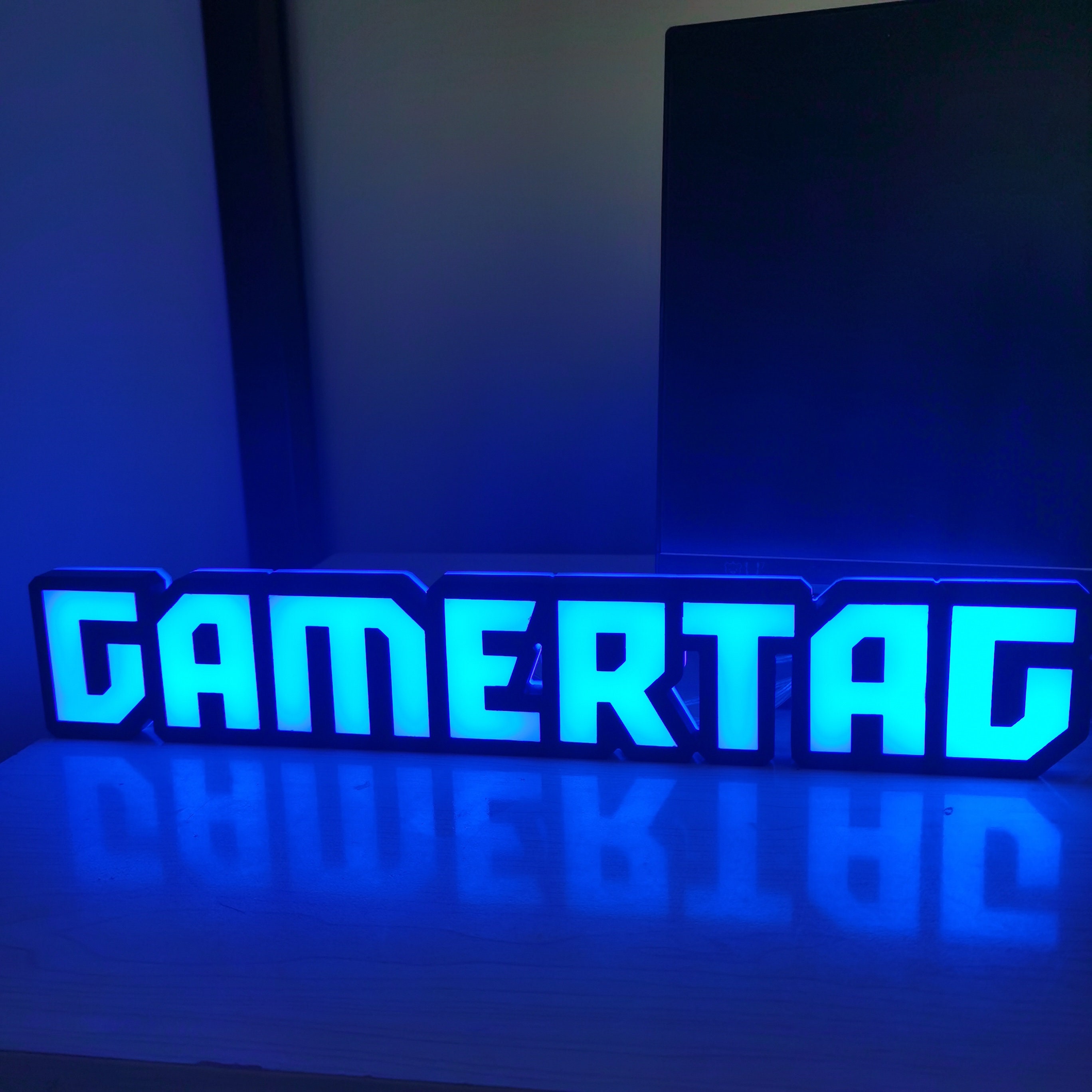 3D Print Gamer Tag Name Tag RGB Desktop Shelf Decor Youtube Live Stream ...