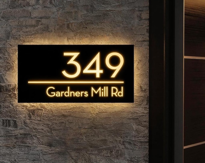 Custom Illuminated LED House Sign丨modern LED House Number丨vertical ...