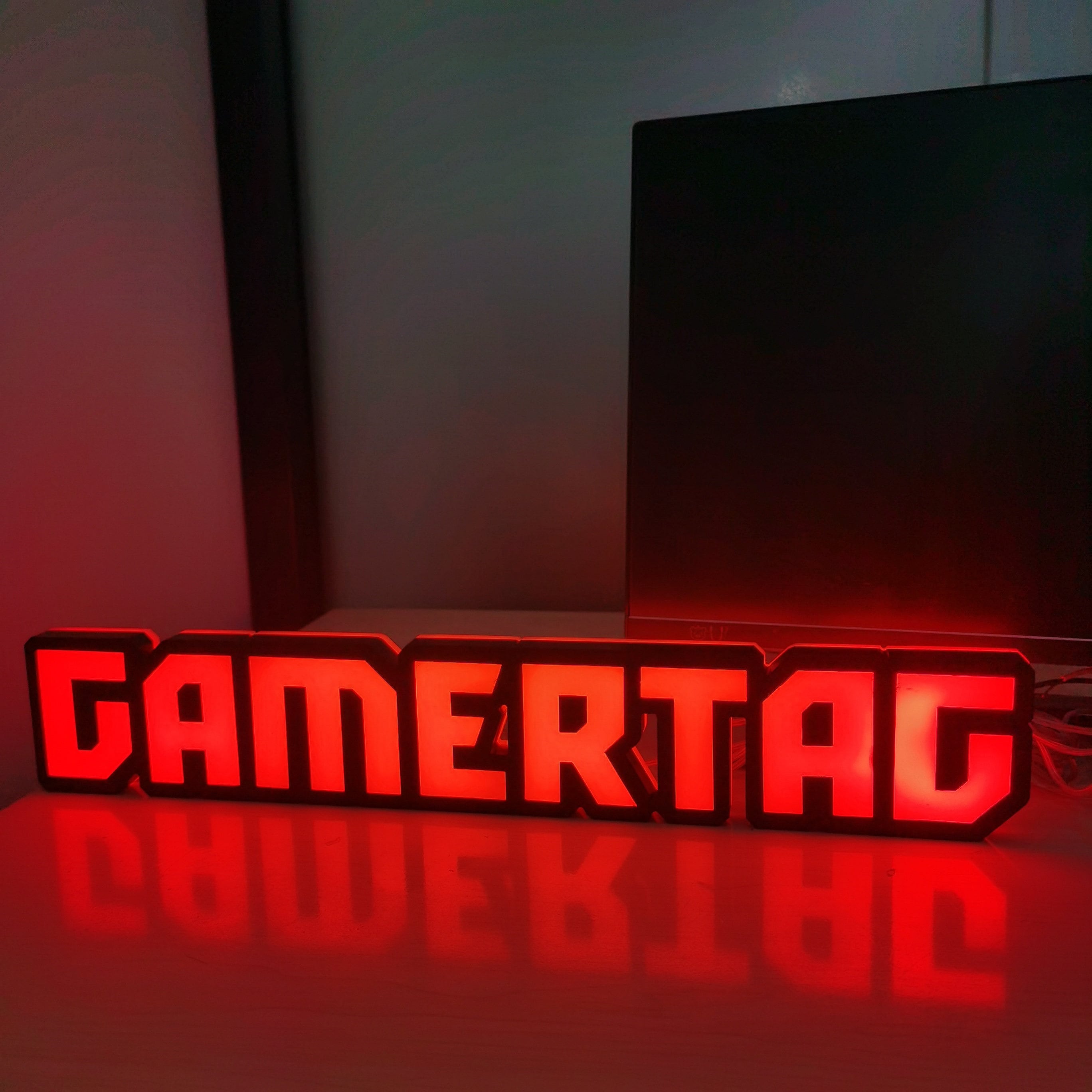 3D Print Gamer Tag Name Tag RGB Desktop Shelf Decor Youtube Live Stream ...