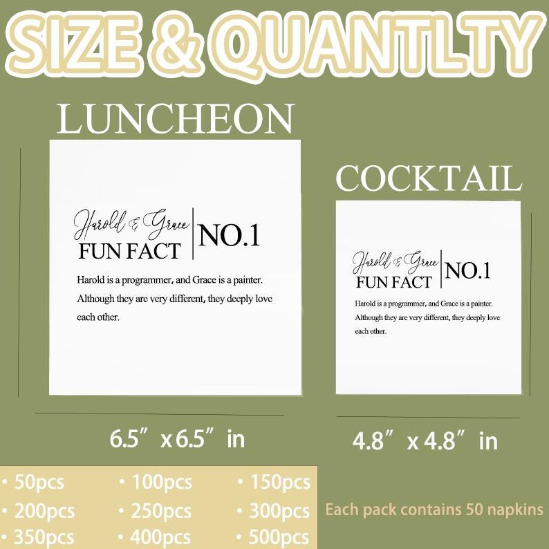 Fun Facts Napkins,custom Wedding Cocktail Napkins,fun Fact Napkin ...