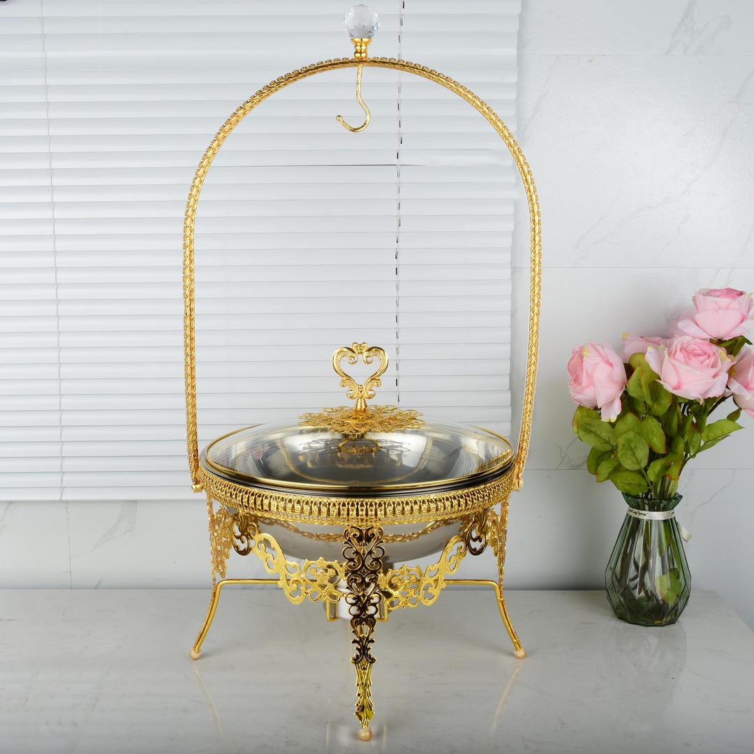 Luxury Gold Stainless Steel Chafing Dish: Buffet Food Warmer With Dome ...