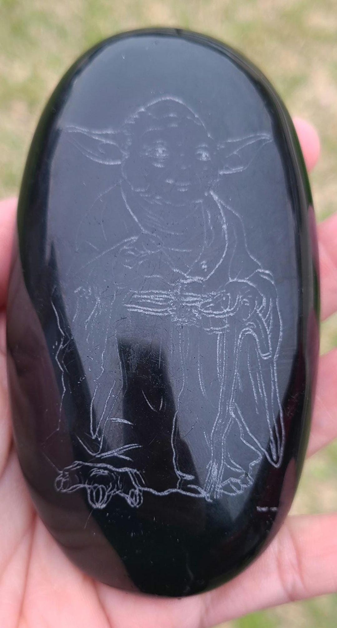 Black Obsidian Yoda Palm Stone 266g - Etsy