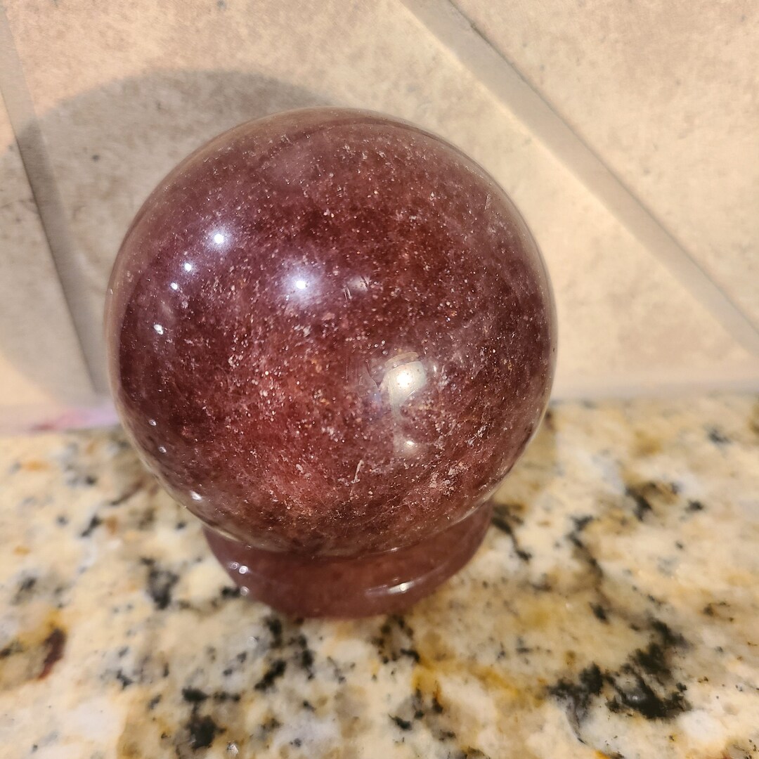 Strawberry Quartz Sphere and Holder - Etsy