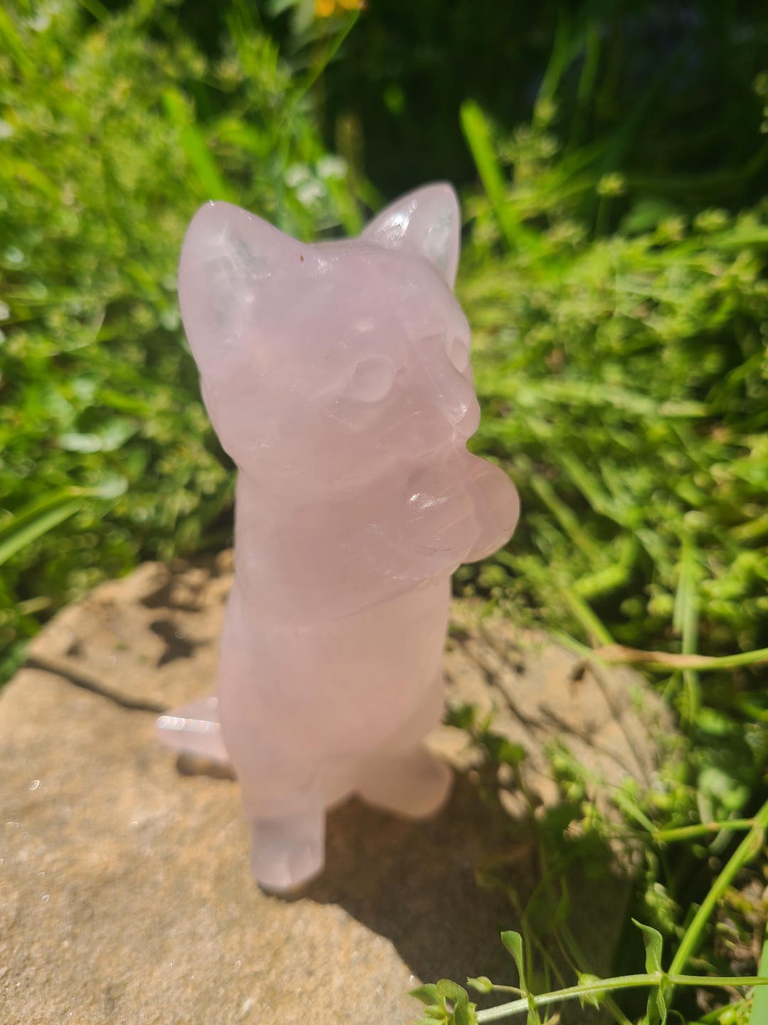 Rose Quartz Standing Cat - Etsy