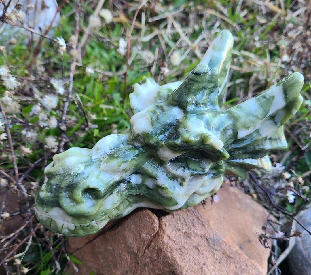 Large Green Jade Dragon Head 795g - Etsy