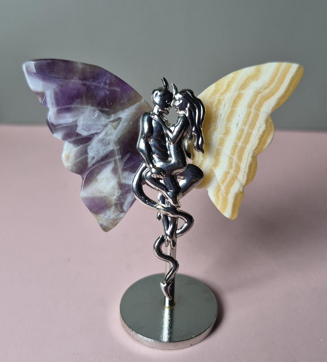 Amethyst- Yellow Calcite Angel-devil Wings - Etsy