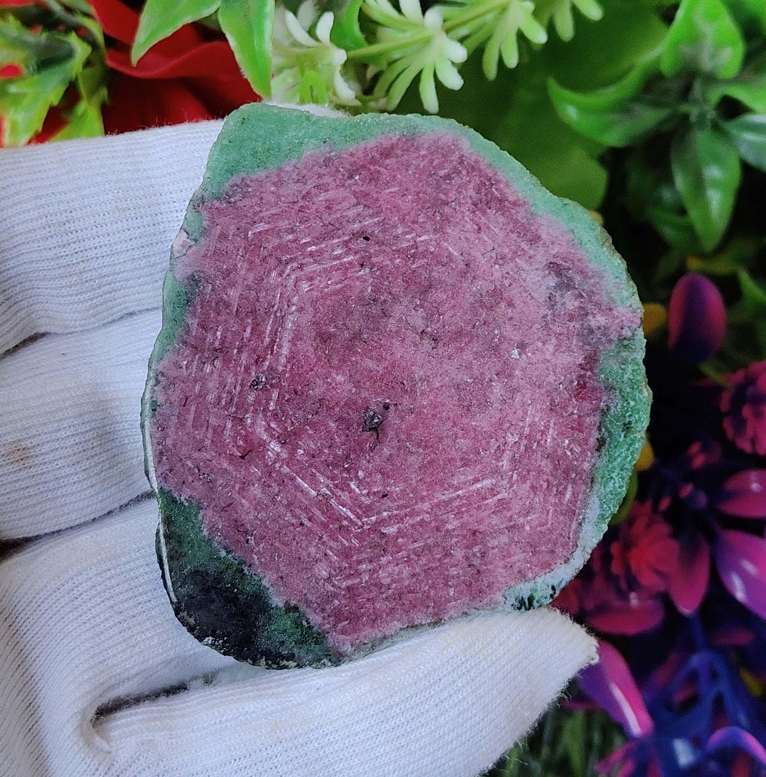 RRR Ruby Zoisite Slice,ruby Zoisite Slab, Complete Hexagon, Ruby in ...