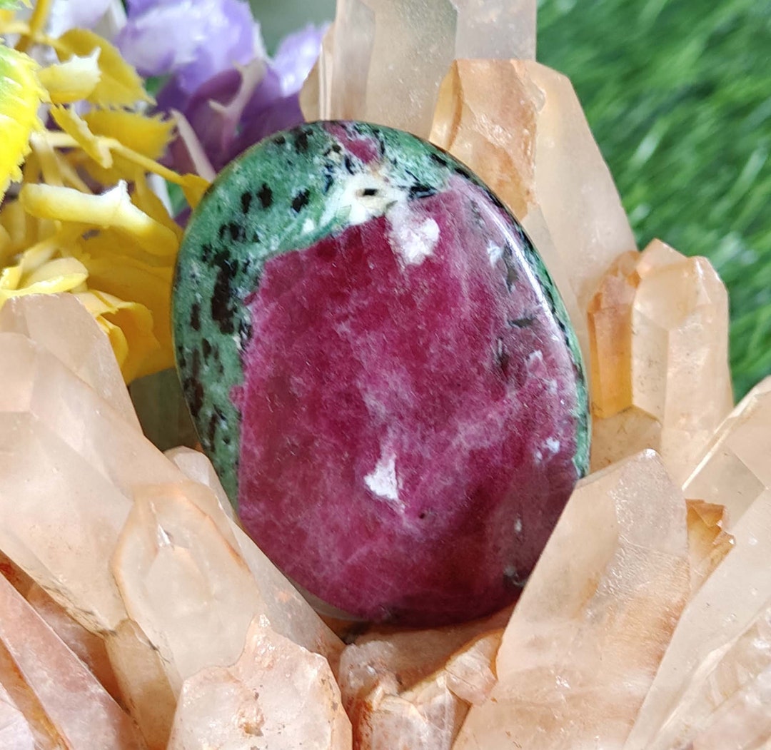 Natural Ruby Palm Stone, Ruby Zoisite Palm Stone, Ruby Zoisite Handmade ...