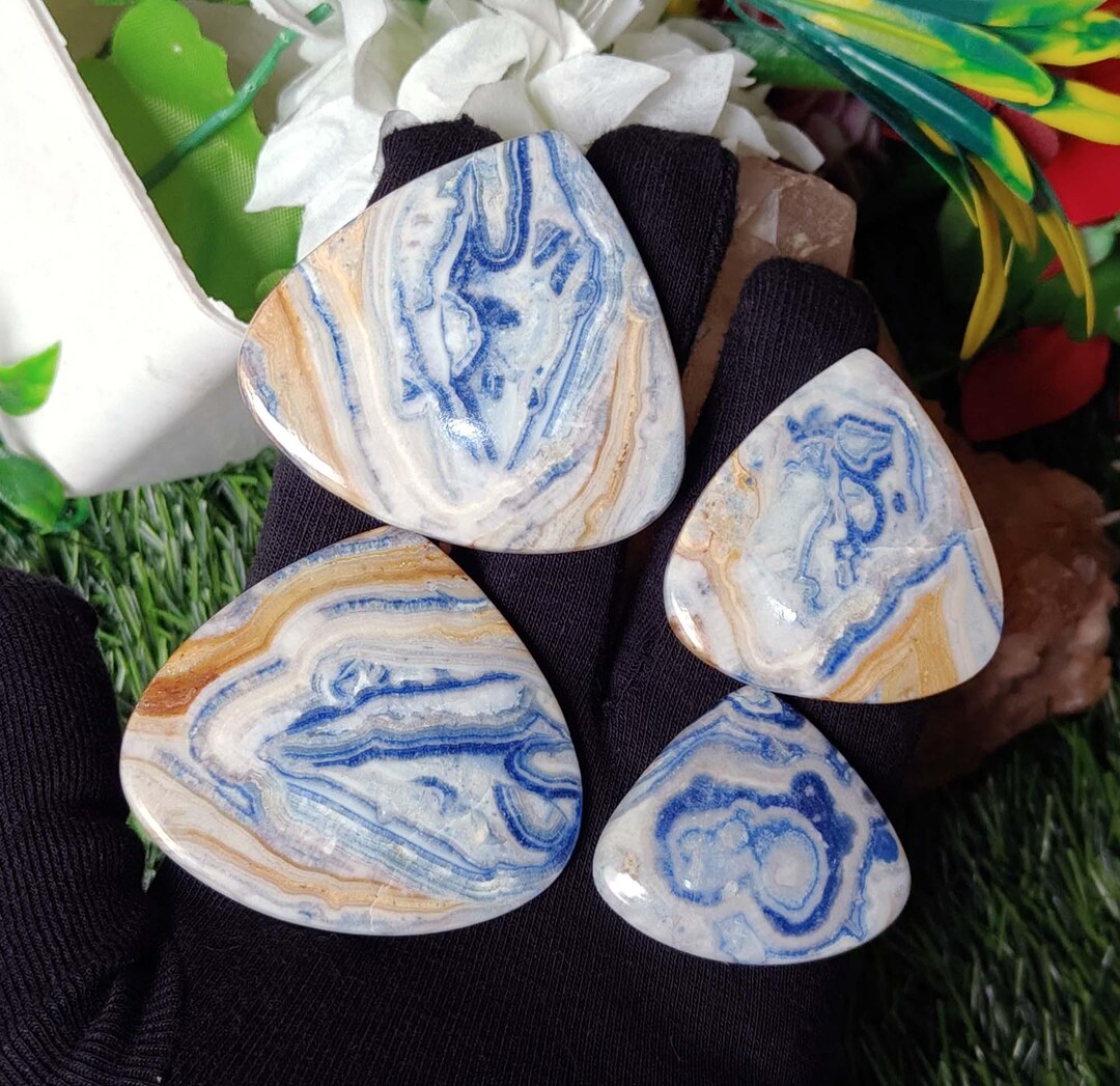 Amazing Blue Scheelite, Scheelite Cabochon, 4 Pic Lot per Shape ...