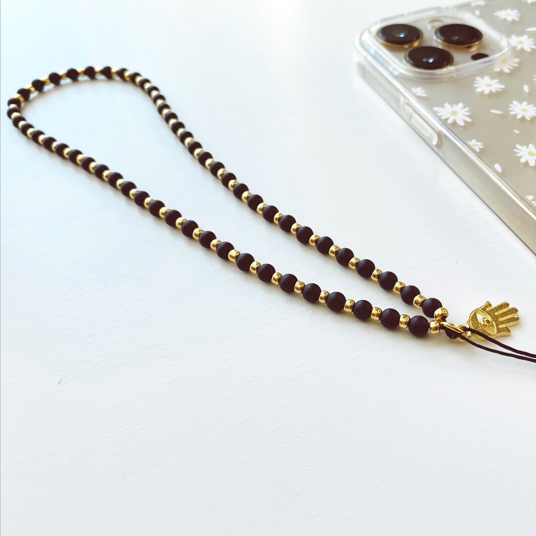 Onyx Phone Strap, Phone Charm, Phone Wristlet, Natural Crystals ...