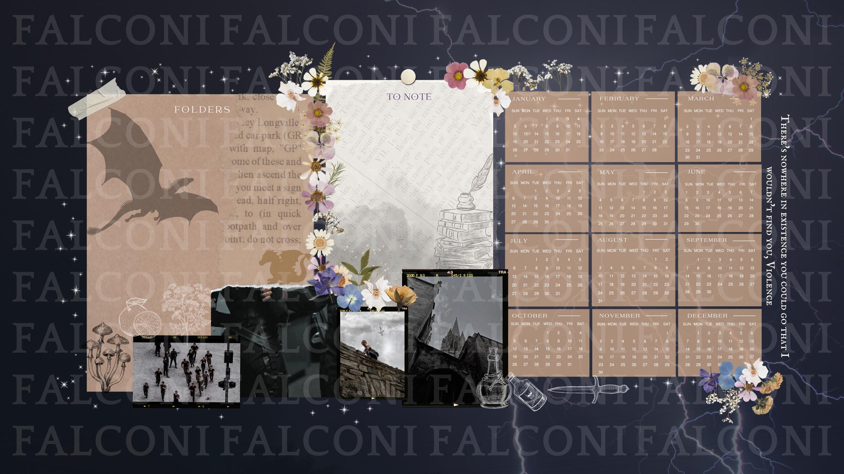 Wallpaper: 2025 Fourth Wing Inspired Desktop Calendar Wallpaper - Etsy