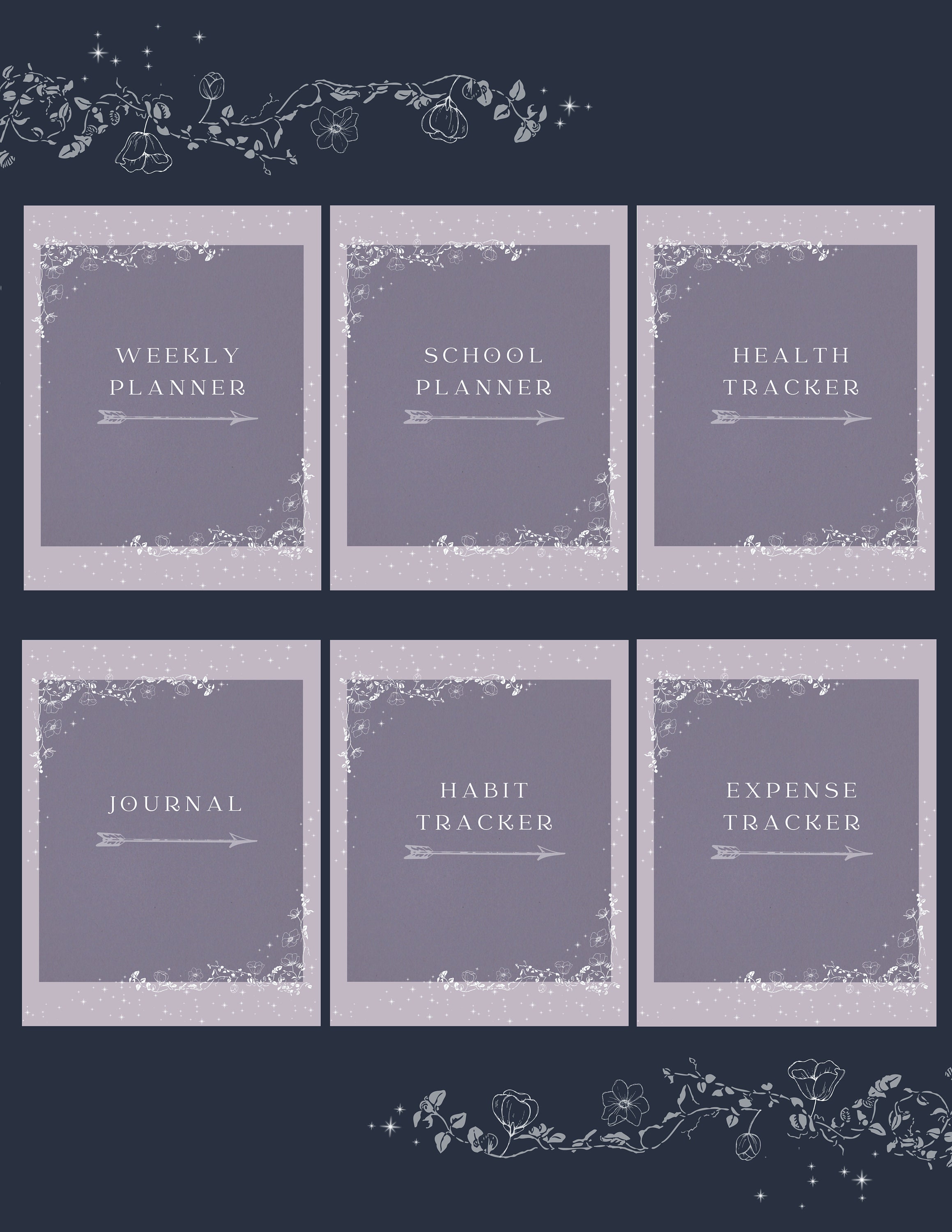 Planner: 2024 Digital or Print Planner ACOTAR Inspired dark Subtle Theme, Basic Planner, Easy to ...