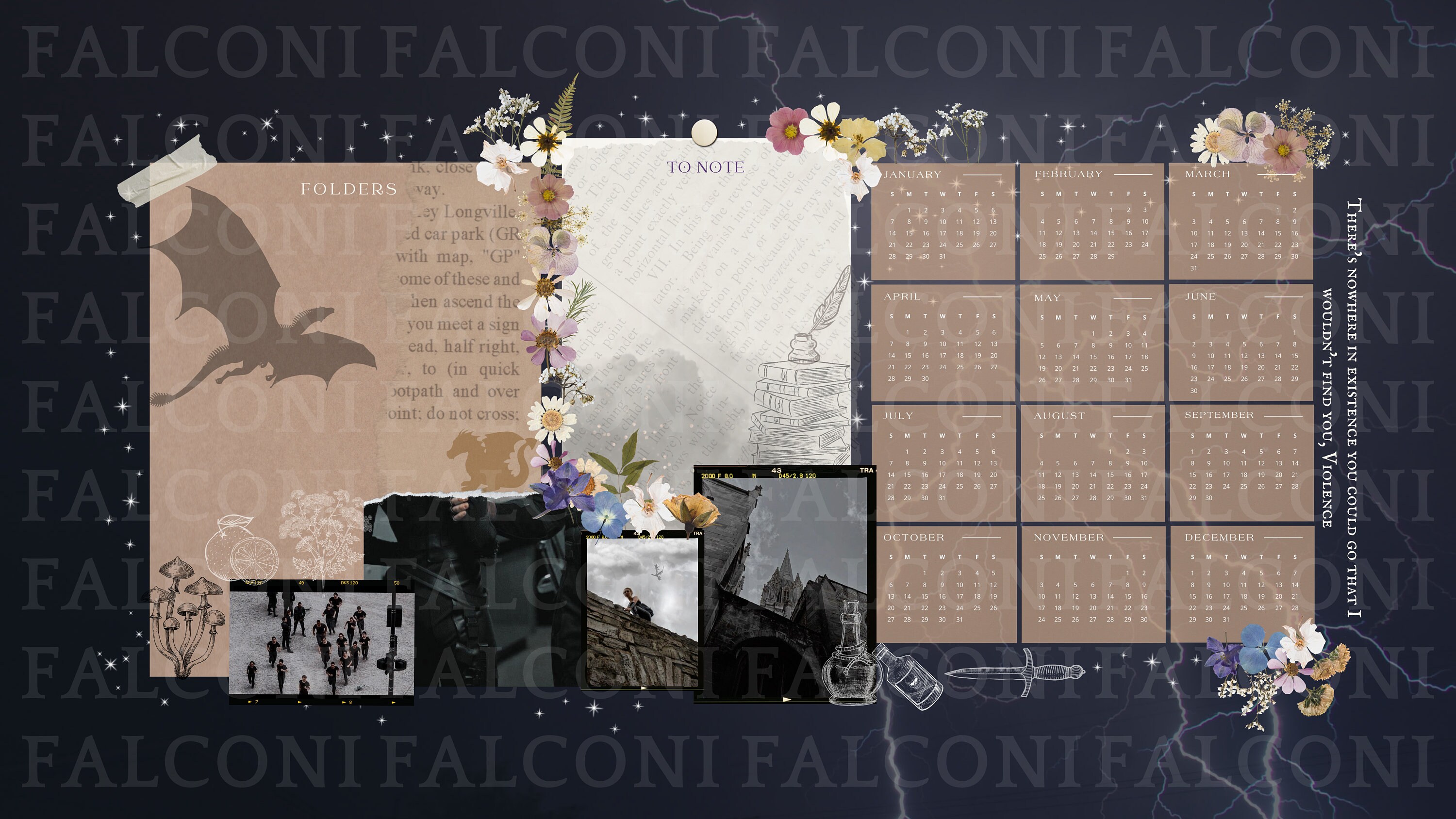 Wallpaper: 2024 Fourth Wing Inspired Desktop Calendar Wallpaper - Etsy