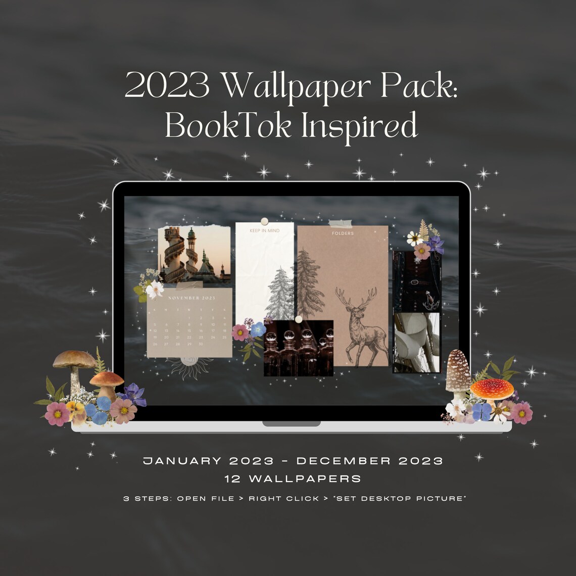 Wallpapers: 2023 Desktop Wallpaper Pack Booktok Inspired - Etsy Canada