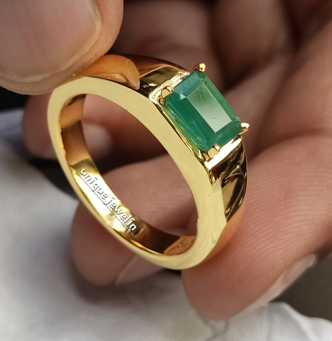 Most Beautifull Emerald Ring/aaa+ Quality Emerald Gold and Silver Ring ...