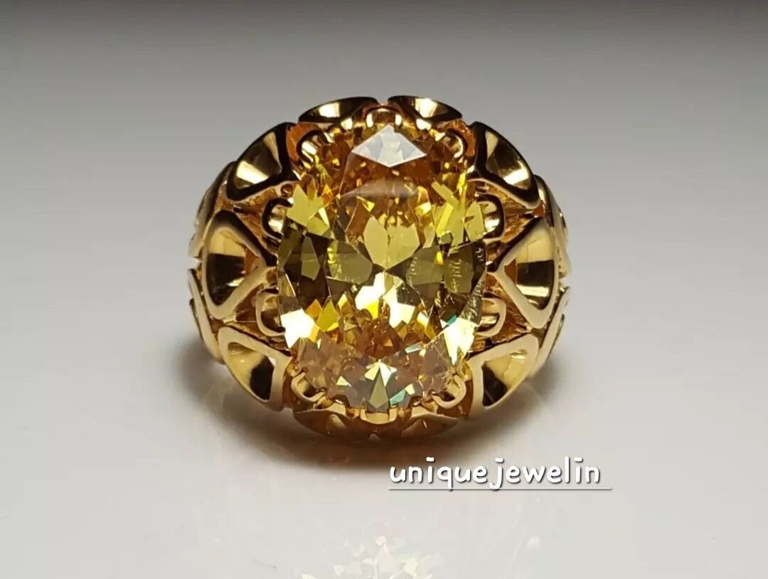 A Citrine Gemstone Men's Ring/real Citrine Men's Ring/925 Sterling ...