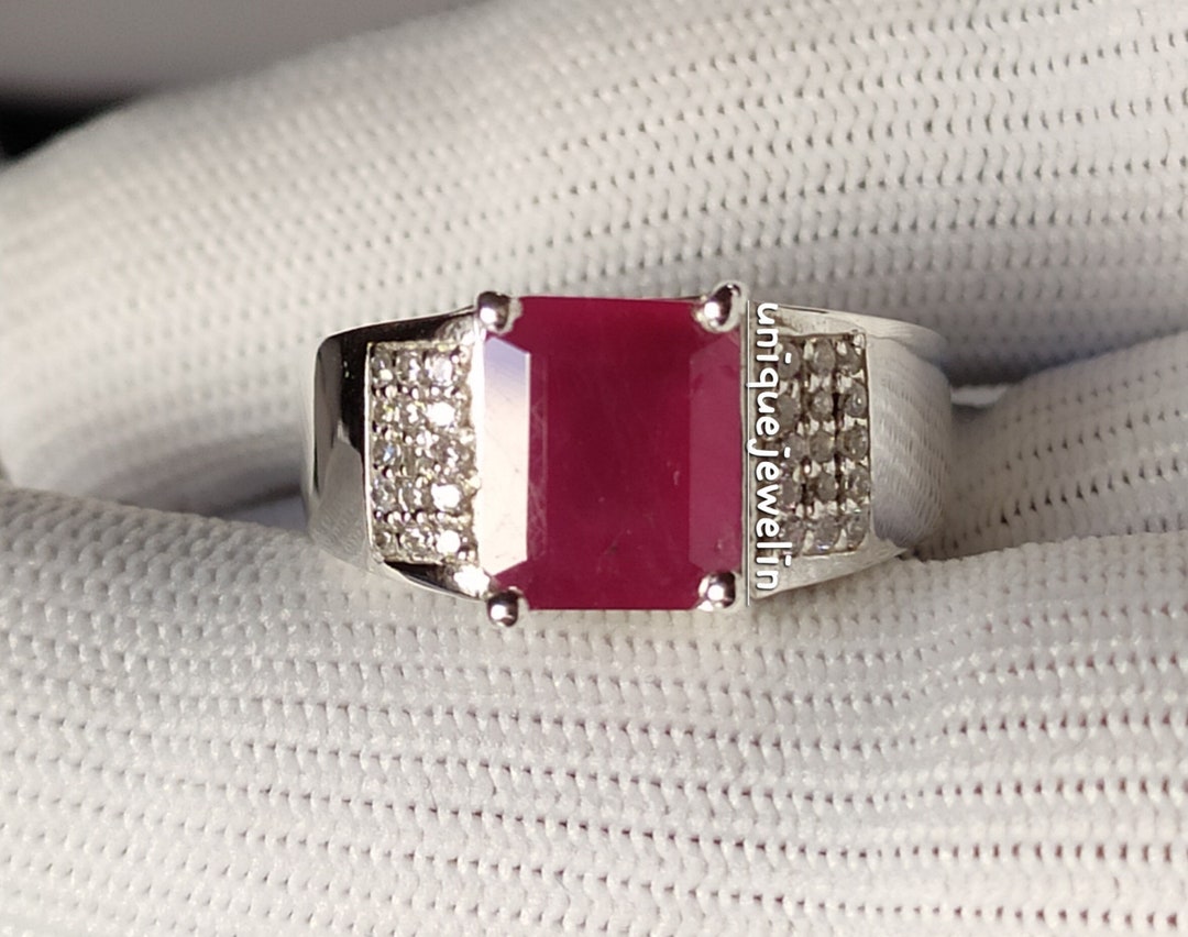 Ruby Ring for Men, Handmade Luxury Ring, Red Ruby Ring, Engagement Ring ...