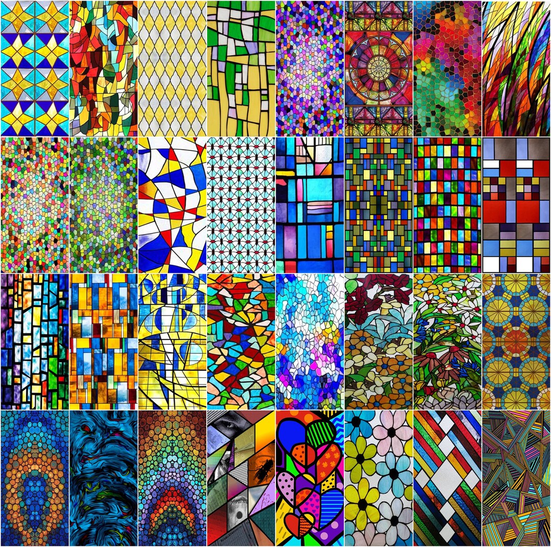 Window Film Stained Glass Stickers With Static Cling, Frosted Privacy ...