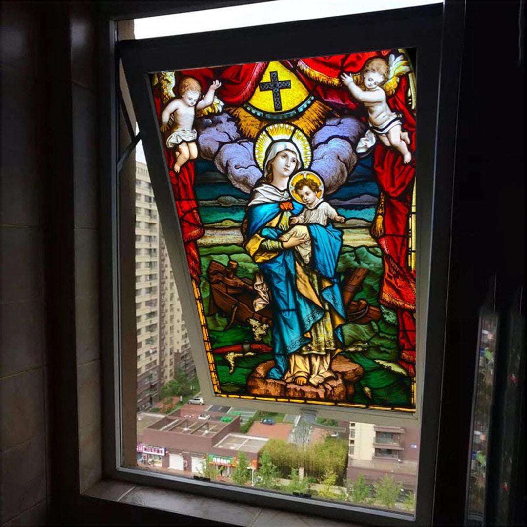 Immaculate Conception Themed Window Clings Custom-made Stained Glass ...