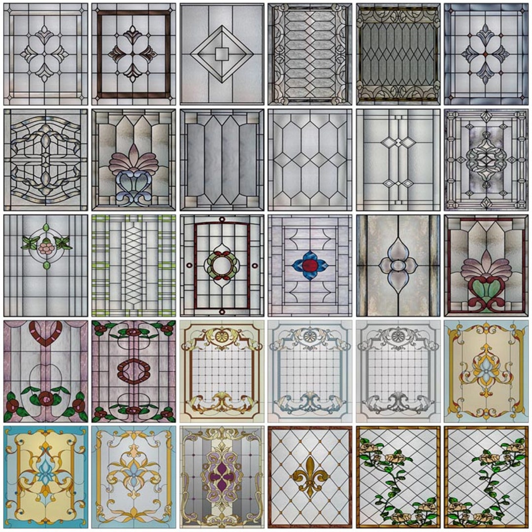 Custom Size Window Film Stained Glass Retro Style Vintage Frosted ...