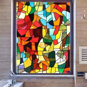 Window Film Stained Glass Stickers With Static Cling, Frosted Privacy Design and 3D Print ...