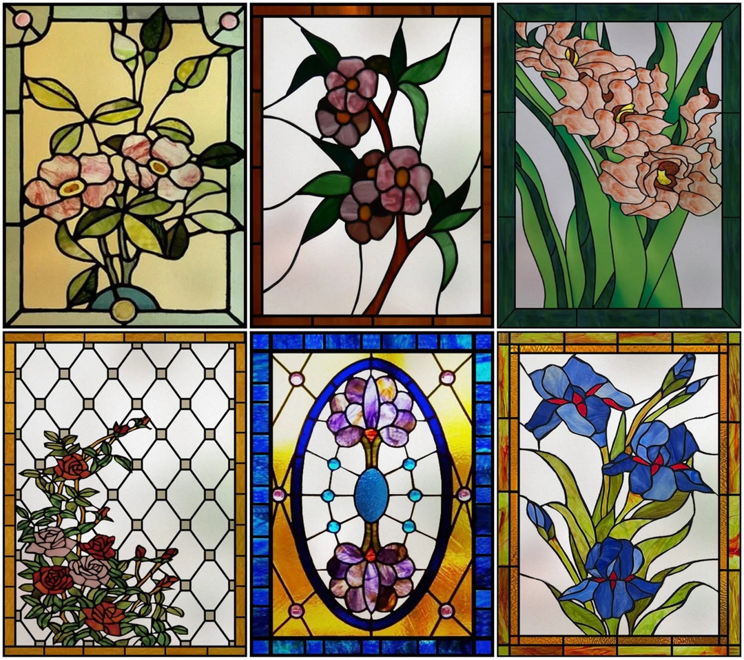 Custom Size Stained Glass Sticker Electrostatic Frosted Window Privacy ...