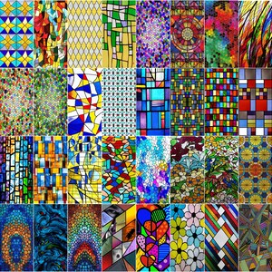 Window Film Stained Glass Stickers With Static Cling, Frosted Privacy ...