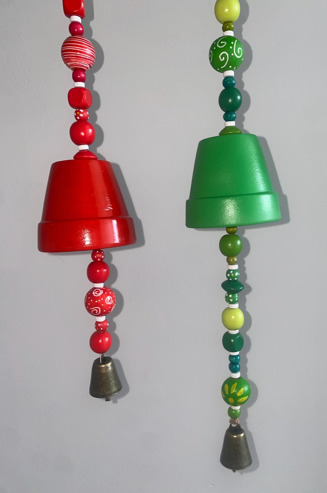 Hand Painted Mini Terracotta Pot Wind Chime With Beads and Bell - Etsy